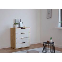 Schubkastenkommode Wiemann "Monaco" Sideboards Gr. B/H/T: 40 cm x 70 cm x 43 cm, 4, braun (bianco, eiche, nachbildung, glas weiß) mit Glasfront in diversen Breiten, vormontiert