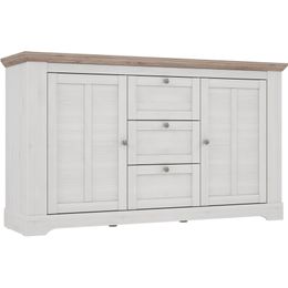 Kombikommode FORTE "Iloppa" Sideboards Gr. B/H/T: 160 cm x 92,5 cm x 44,3 cm, 3, braun (schnee eiche) im Landhausstil