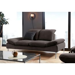 2,5-Sitzer W.Schillig "enjoy&MORE", braun (braun z59), B:232cm H:87cm T:110cm, Chenille-Flachgewebe R66 (85% Polyester, 15% Nylon);Longlife Xtra-Leder Z59: Glattleder mit modischer Pr&auml;gung. Hautst&auml;rke 0, 9 - 1, 1 mm;Stoff S37 (100% Polyester), Sofas, mit Sitztiefenverstellung, F&uuml;&szlig;e silber matt, Breite 232 cm