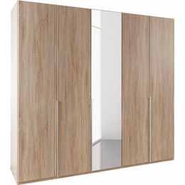 Kleiderschrank wimex "New York", braun (struktureichefarben hell), B:225cm H:208cm T:58cm, Schränke, Drehtürenschrank Kleiderschrank, INKLUSIVE Schubladeneinsatz und Einlegeböden