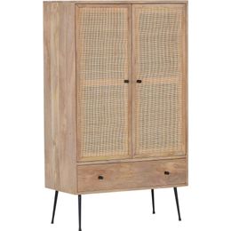 Highboard GUTMANN FACTORY "Liam" Sideboards Gr. B/H/T: 80 cm x 137 cm x 42 cm, 1, beige (natur) mit Front aus Rattangeflecht