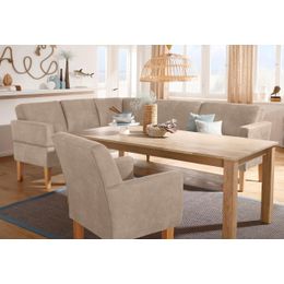 Eckbank Home Affaire "Fehmarn" Sitzbänke Gr. B/H/T: 255 cm x 98 cm x 210 cm, Luxus-Microfaser, langer Schenkel rechts, beige wahlweise langer Schenkel links oder rechts