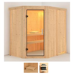 Karibu Sauna "Clara" Saunen ohne Ofen beige (naturbelassen)