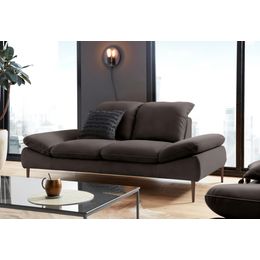 2,5-Sitzer W.Schillig "enjoy&MORE", braun (braun z59), B:232cm H:87cm T:110cm, Chenille-Flachgewebe R66 (85% Polyester, 15% Nylon);Longlife Xtra-Leder Z59: Glattleder mit modischer Pr&auml;gung. Hautst&auml;rke 0, 9 - 1, 1 mm;Stoff S37 (100% Polyester), Sofas, Sitztiefenverstellung, F&uuml;&szlig;e bronze pulverbeschichtet, Breite 232 cm