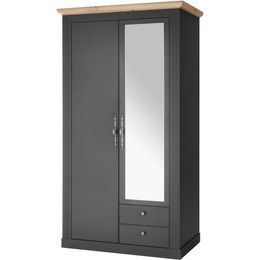 Kleiderschrank Home Affaire "WESTMINSTER Wäscheschrank in 2 Farben, Landhausschrank Metallgriffe", grau (grau dunkel), B:108cm H:203cm T:63cm, Schränke, mit dekorativer Rillenfräsungen, in den Breiten 109 und 149 cm