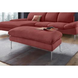 Hocker W.Schillig "enjoy&MORE", rot (rot r66), B:106cm H:45cm T:71cm, Chenille-Flachgewebe R66 (85% Polyester, 15% Nylon), Longlife Xtra-Leder Z59: Glattleder mit modischer Prägung. Hautstärke 0, 9 - 1, 1 mm, Stoff S37 (100% Polyester), Hocker, Füße Chrom glänzend, Breite 106 cm