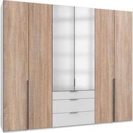 Kleiderschrank wimex "New York" Schränke Gr. B/H/T: 270 cm x 236 cm x 58 cm, 6 St., weiß (weiß,struktureichefarben hell, spiegel) mit Spiegeltür