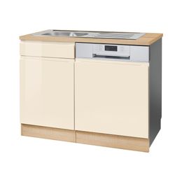 Spülenschrank KOCHSTATION "KS-Virginia" Schränke Gr. B/H/T: 110cm x 85cm x 60cm,, beige (creme hochglanz) 110 cm breit, inklusive Einbauspüle