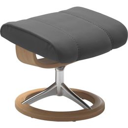 Fußhocker stressless "Consul" Hocker Gr. B/H/T: 54 cm x 41 cm x 39 cm, Leder BATICK, Signature Base Eiche, grau (grey batick) mit Signature Base, Gestell Eiche