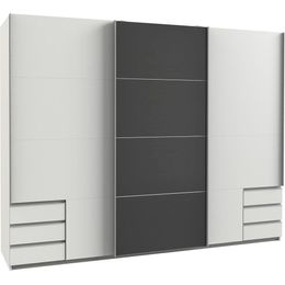 Schwebetürenschrank wimex "Valencia" Schränke Gr. B/H/T: 270 cm x 210 cm x 65 cm, 3 St., weiß (weiß, glas grey) mit Glaselementen und Schubkästen