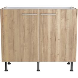 Spülenschrank Optifit "Klara" Schränke Gr. B/H/T: 100 cm x 87 cm x 58,4 cm, 2 St., braun (wildeiche) Breite 100 cm