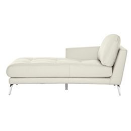 Chaiselongue W.Schillig "softy" Sofas Gr. B/H/T: 106 cm x 79 cm x 168 cm, Longlife Xtra-Leder Z59, Armlehne links, weiß (weiß z59) mit dekorativer Heftung im Sitz, Füße Chrom glänzend