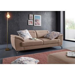 Sit & More 2,5-Sitzer SIT & MORE "Percy", beige, B:207cm H:80cm T:112cm, Sofas, 15 cm Fu&szlig;h&ouml;he, Sitztiefenverstellung, wahlweise Kopfteilverstellung