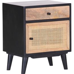 Kommode GUTMANN FACTORY "Linus" Sideboards Gr. B/H/T: 45 cm x 55 cm x 37 cm, 1 St., schwarz (schwarz, natur) mit Rattangeflecht