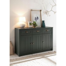 Sideboard Home Affaire "Ascot" Sideboards Gr. B/H/T: 130 cm x 86 cm x 43 cm, 3, grün Breite 130 cm