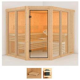 Karibu Sauna "Anike 3" Saunen ohne Ofen beige (naturbelassen)