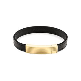 Lederarmband Calvin Klein "Schmuck Edelstahl Armschmuck Lederarmband" Armbänder Gr. Leder-Edelstahl, goldfarben (schwarz, goldfarben) Herren