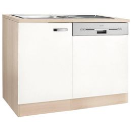 Spülenschrank Optifit "Faro", weiß (weiß glanz), B:110cm H:84,8cm T:60cm, Schränke, mit Tür/Sockel für Geschirrspüler