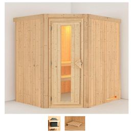 Karibu Sauna "Laila" Saunen ohne Ofen beige (naturbelassen)