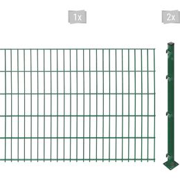 Arvotec Doppelstabmattenzaun "ESSENTIAL 103 zum Aufschrauben" Zaunelemente Zaunhöhe 103 cm, Zaunlänge 2 - 60 m Gr. H/L: 103cm x 2 m, Pfosten: 2 St., grün (dunkelgrün)