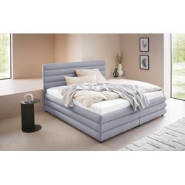 Polsterbett "Maylis", grau, B:192cm L:211cm, 100% Polyester, LeGer Home by Lena Gercke, Betten, Polsterbett ohne Bettkasten Polsterbett, wahlweise mit und ohne Matratze und Lattenrost, auch in 200cm Breite