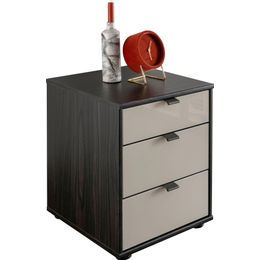 Nachtkonsole Wiemann "Quito" Sideboards Gr. B/H/T: 40 cm x 48 cm x 43 cm, 3, braun (eiche, mocca, nachbildung, glas kieselgrau) vormontiert, inkl. Dämpfung