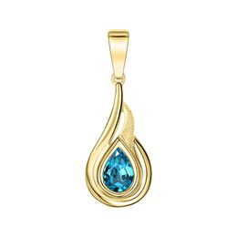 Ketten-Anhänger Vivance "375/- Gelbgold glanz Blautopas" Schmuckanhänger Gr. ONE-SIZE, Gold, 1,8 g, gelb (gelb, blau) Damen