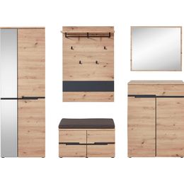 Garderoben-Set Innostyle "MEMPHIS" Kastenmöbel-Sets Gr. B/H/T: 255 cm x 192 cm x 38 cm, Set, Garderoben-Set-bestehend aus:-1x Garderobenschrank-1x Schuhschrank-1x Garerobenpaneel-1x Garerobenspiegel-1x Garderobenbank, braun (artisan eiche)