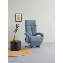 Sit & More TV-Sessel SIT & MORE "Tycoon", blau (hellblau), B:74cm H:112cm T:82cm, 98% Polyester 2% Polyamid, Sessel, wahlweise manuell, mit zwei Motoren oder mit Akku oder mit 2 Motoren