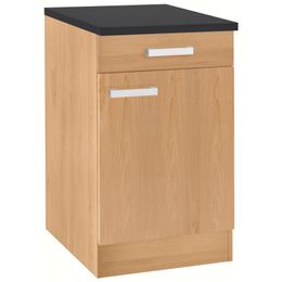 Spülenschrank Optifit "Odense" Schränke Gr. B/H/T: 50 cm x 85 cm x 60 cm, 1 St., braun (buche, buche) 50 cm breit, mit Tür und Schubkasten, 28 mm starker Arbeitsplatte