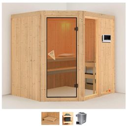 Karibu Sauna "Frigga 2" Saunen 9-kW-Ofen mit externer Steuerung beige (naturbelassen)