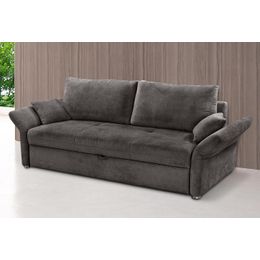 Jockenh&ouml;fer Schlafsofa JOCKENH&Ouml;FER GRUPPE "Luca", grau (dunkelgrau), B:185cm H:90cm T:102cm, Luxus-Microfaser (100% Polyester);Zierkissen: 100% Polyester, Sofas, Schlafsofa, inklusive Bettfunktion und Armlehnenverstellung, in 2 Breiten