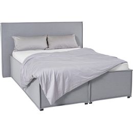 Polsterbett "Isaline", grau (hellgrau), B:173cm L:213cm, 100% Polyester, LeGer Home by Lena Gercke, Betten, Polsterbett ohne Bettkasten Polsterbett, wahlweise ohne Matratze oder mit 3 Matratzenarten, Kopfteilhöhe 107 cm