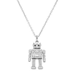 Kette mit Anhänger Giorgio Martello MILANO "Anhänger Roboter Zirkonia, Silber 925" Halsketten Gr. 45 cm, Silber 925 (Sterlingsilber), silberfarben (silber) Damen