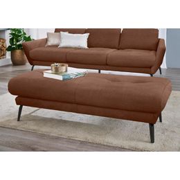 Hocker W.Schillig "softy", braun (copper r66), B:144cm H:43cm T:61cm, Chenille-Flachgewebe R66 (85% Polyester, 15% Nylon), Velourgewebe V41 (100% Polyester), Longlife Xtra-Leder Z59: Glattleder mit modischer Prägung. Hautstärke 0, 9 - 1, 1 mm, Hocker, mit dekorativer Heftung im Sitz, Füße schwarz pulverbeschichtet