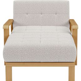 Sit & More Recamiere SIT & MORE "Billund", beige, B:109cm H:88cm T:185cm, 100% Polyester, Sofas, Armlehnen aus eichefarbigem Buchenholz, verschiedene Bezüge und Farben