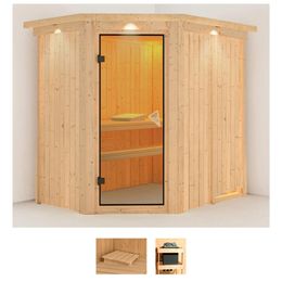 Karibu Sauna "Clara" Saunen ohne Ofen beige (naturbelassen)