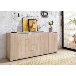 Kombikommode Priess Sideboards Gr. B/H/T: 164 cm x 71 cm x 38 cm, 4 St., braun (struktureichefarben hell)