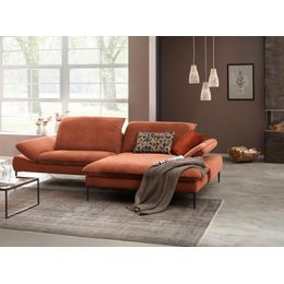 Ecksofa W.Schillig "enjoy&MORE", orange (living coral w82), B:294cm H:87cm T:185cm, Schlingenpolgewebe W82 (74% Polyacryl, 26% Polyester), Sofas, Ecksofa, in Living coral, F&uuml;&szlig;e schwarz pulverbeschichtet, Breite 294 cm
