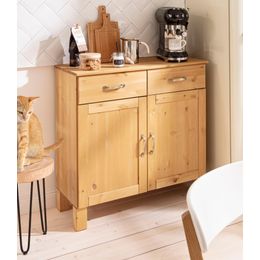 Sideboard Home Affaire "Alby", beige (natur gebeizt, gewachst), B:85cm H:85cm T:38cm, FSC-zertifiziertes Massivholz, Sideboards