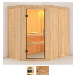 Karibu Sauna "Swantje" Saunen ohne Ofen beige (naturbelassen)