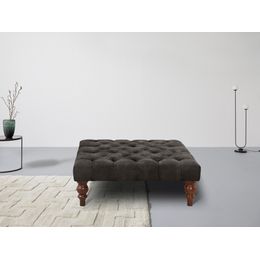 Polsterhocker Home Affaire "Chesterfield" Hocker Gr. B/H/T: 90 cm x 35 cm x 90 cm, NaturLEDER, braun mit Knopfheftung, auch in Leder