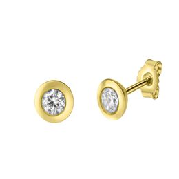 Paar Ohrstecker Vivance "375/- Gelbgold glanz Zirkonia" Ohrringe Gr. ONE-SIZE, Gold, gelb (gelb, weiß) Damen