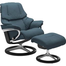 Fußhocker stressless "Reno" Hocker Gr. B/H/T: 55 cm x 43 cm x 41 cm, ROHLEDER Stoff Q2 FARON, Signature Base Schwarz, blau (petrol q2 faron) mit Signature Base, Gestell Schwarz