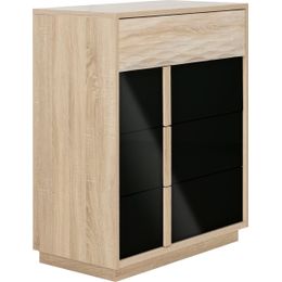 Schubkastenkommode GAMI "Curtys" Sideboards Gr. B/H/T: 89 cm x 104 cm x 45 cm, 4 St., schwarz (eiche sonoma, schwarz) Schubladenkommode