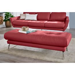 Hocker W.Schillig "softy" Gr. B/H/T: 144 cm x 43 cm x 61 cm, Longlife Xtra-Leder Z59, rot (ruby red z59) mit dekorativer Heftung im Sitz, Füße Chrom glänzend