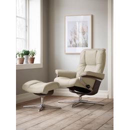 Fußhocker stressless "Mayfair" Hocker Gr. B/H/T: 55 cm x 41 cm x 39 cm, Leder BATICK, Cross Base Wenge, beige (cream batick) mit Cross Base, Größe S, M & L, Holzakzent Wenge