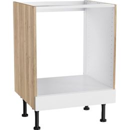 Herdumbauschrank Optifit "Aken" Schränke Gr. B/H/T: 60 cm x 87 cm x 58,4 cm, weiß (weiß, wildeiche nachbildung)