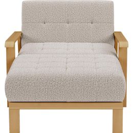 Sit & More Recamiere SIT & MORE "Billund", beige (linen), B:109cm H:88cm T:185cm, 100% Polyester, Sofas, Armlehnen aus eichefarbigem Buchenholz, verschiedene Bezüge und Farben