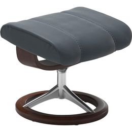 Fußhocker stressless "Consul" Hocker Gr. B/H/T: 54 cm x 41 cm x 39 cm, Leder BATICK, Signature Base Braun, blau (atlantic blue batick) mit Signature Base, Gestell Braun